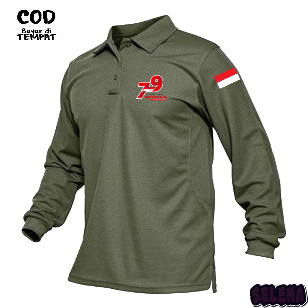 Jual Polo lengan panjang Kaos Kerah Distro Kemerdekaan HUT RI 2024 79th kaus Polo Dewasa ...