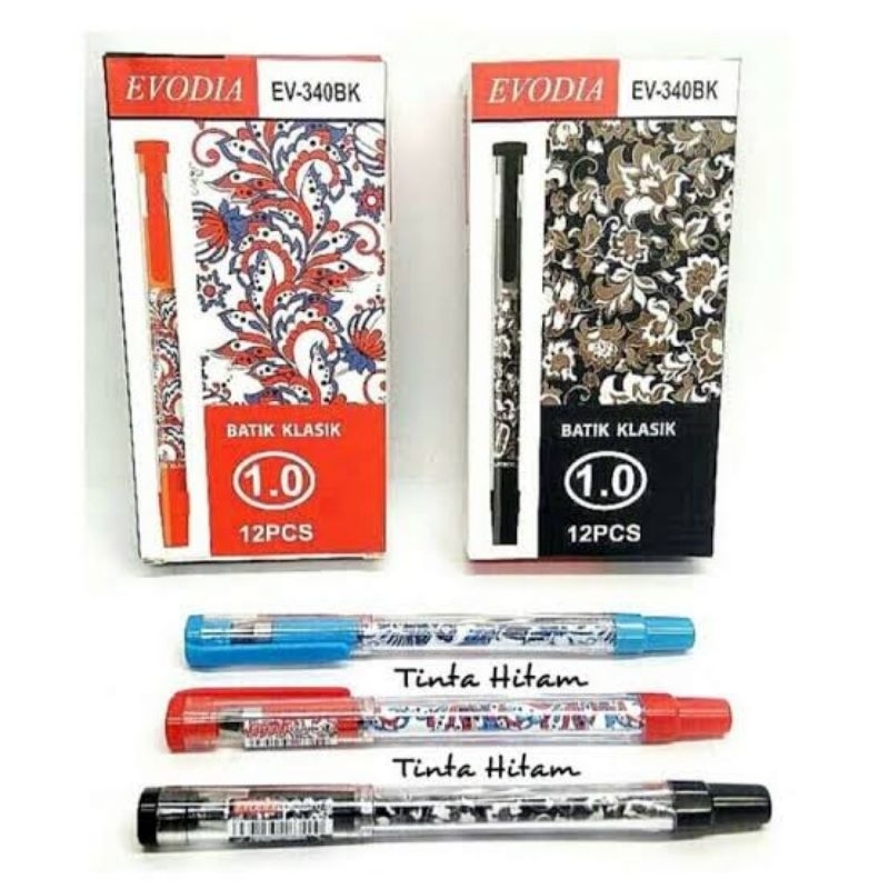 Jual Pulpen Evodia Gel Batik EV-340BK Isi 12 Pcs | Shopee Indonesia