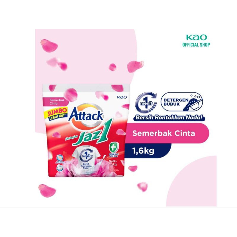 Jual Kao Attack Detergent Powder Jaz 1 Semerbak Cinta 1,6 kg | Shopee Indonesia