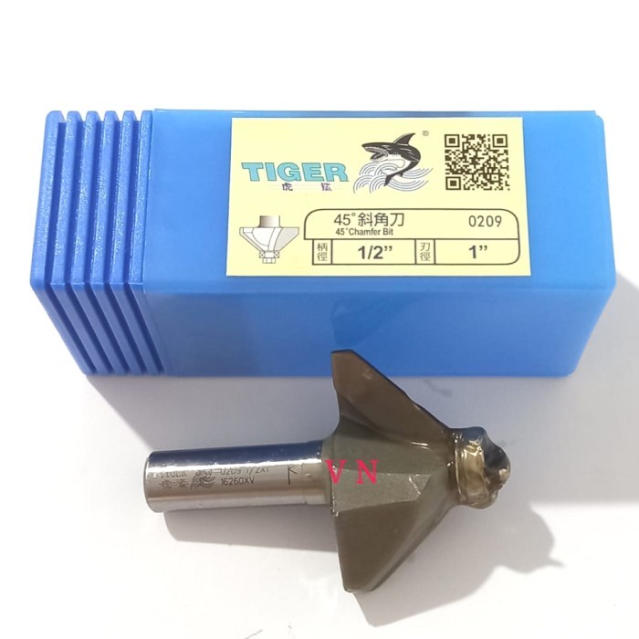 Jual Mata Router/Profil 25 mm As 1/2 x 1 CHAMFER BITS 45 Derajat Tiger ...