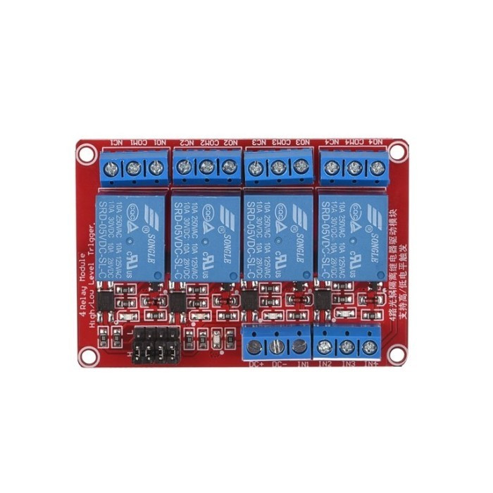 Jual 4 Channel Relay Optocoupler Module 5V Red Board Version aktive ...