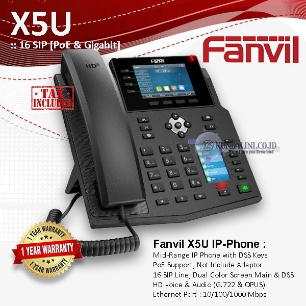 Jual Fanvil X5U Mid-Range IP Phone with DSS Keys [PoE - Gigabit ...