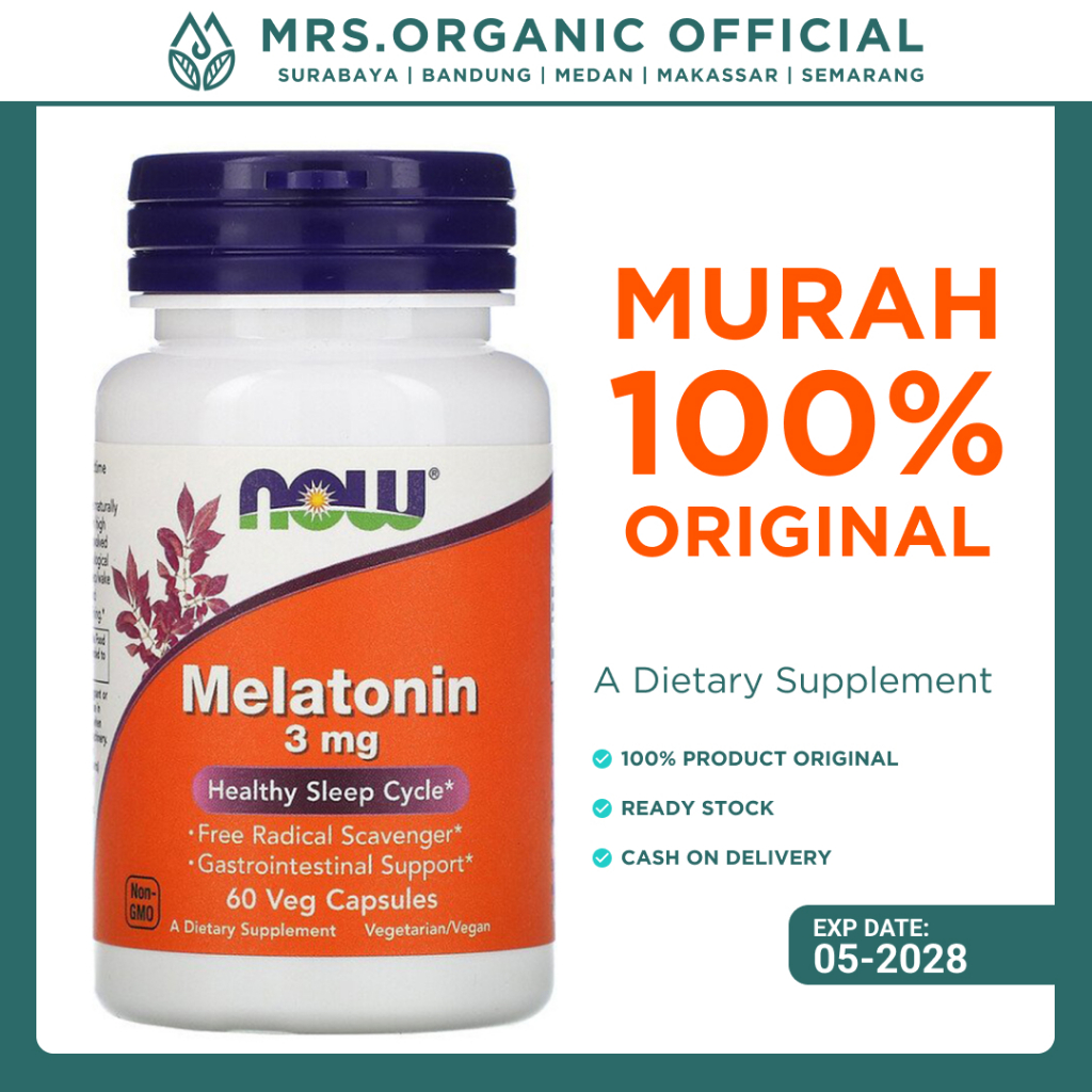 Jual Vitamin Obat Insomnia Susah Tidur Now Melatonin 3mg 60 Vcaps ...