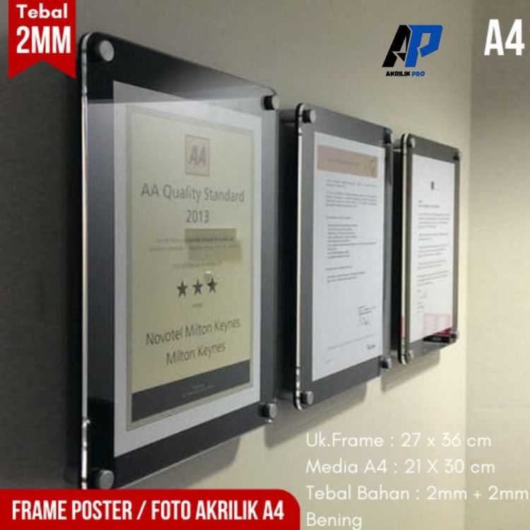 Jual Frame Foto Akrilik Poster Dinding Acrylic Ukuran A4 Acrylic Display 2mm A4 Frame 21x30cm ...