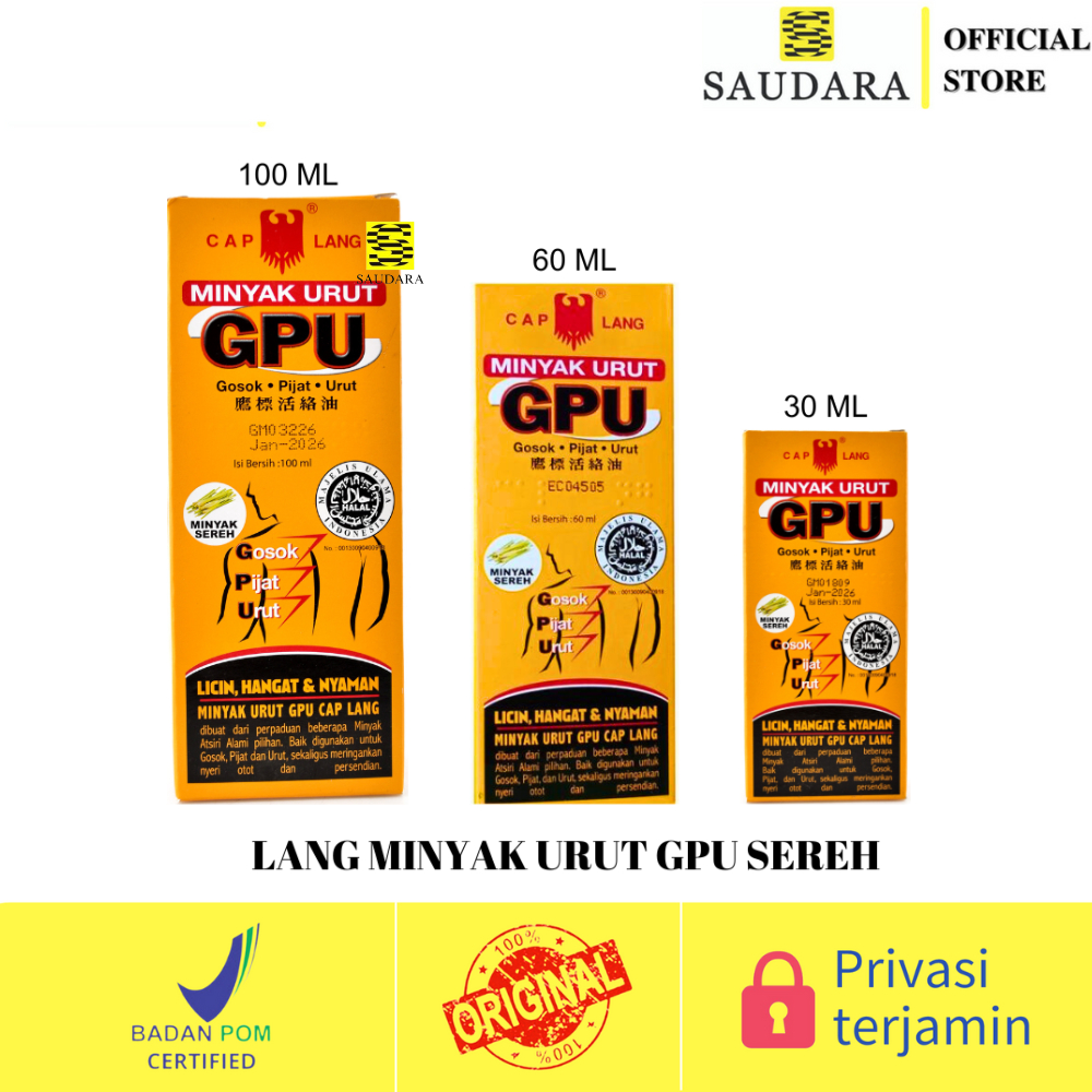 Jual Lang Minyak Urut GPU No. 1 (60 Ml), 2 (30 Ml), 3 (100 Ml) | Shopee ...