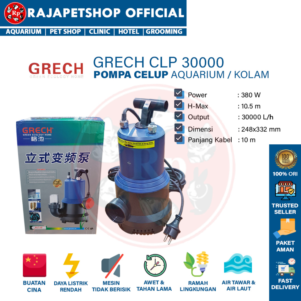 Jual SUNSUN GRECH CLP 30000 SUBMERSIBLE WATER PUMP POMPA KOLAM AQUARIUM ...