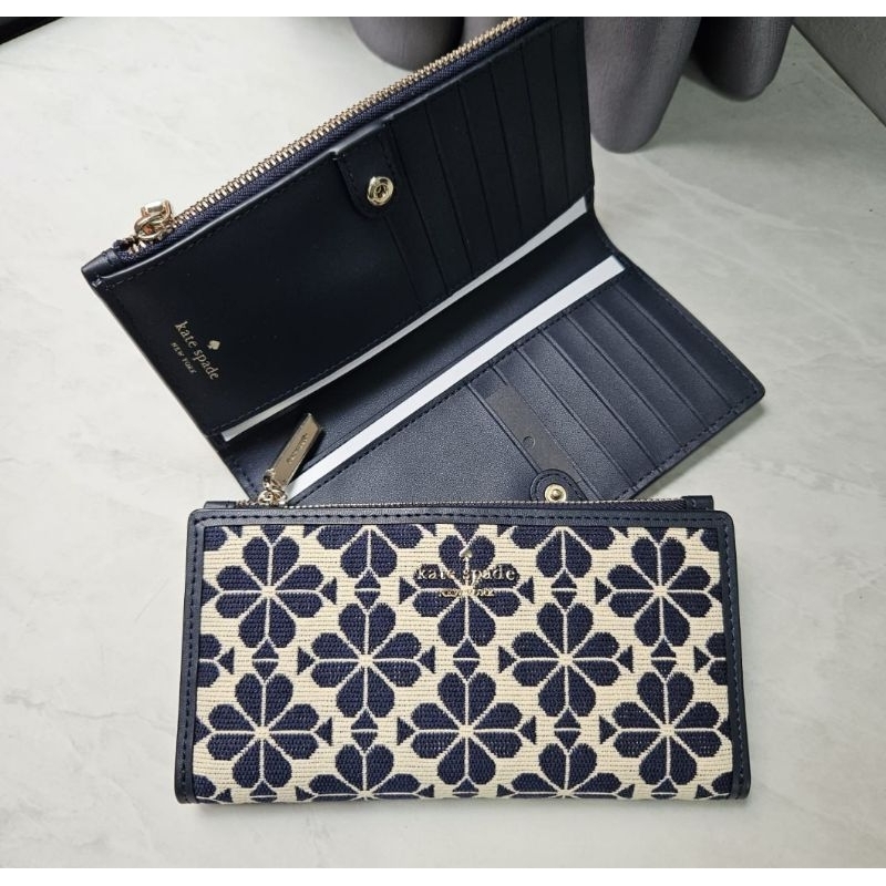 Jual kate spade ks Everything spade flower large slim bifold navy multi ...