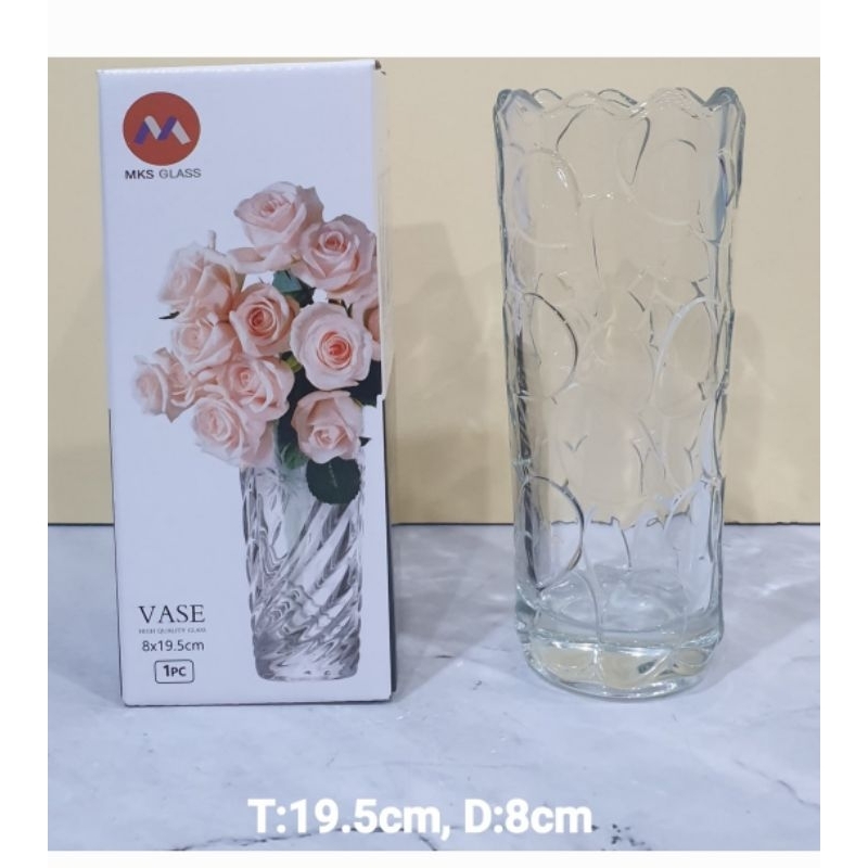 Jual vas bunga kaca motif tinggi 19,5cm diameter 8 cm /vas bunga kaca ...