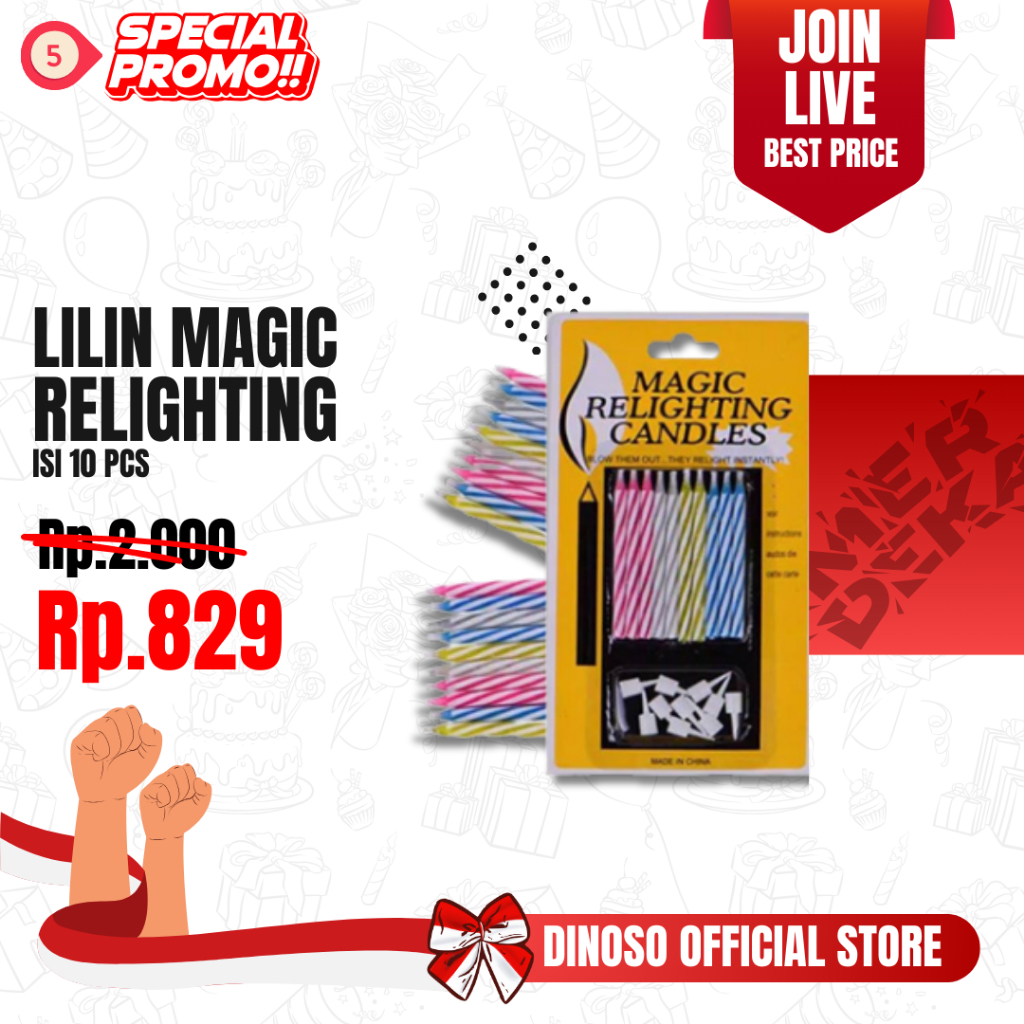 Jual DINOSO Lilin Magic Relighting Candle isi 10pcs | Shopee Indonesia