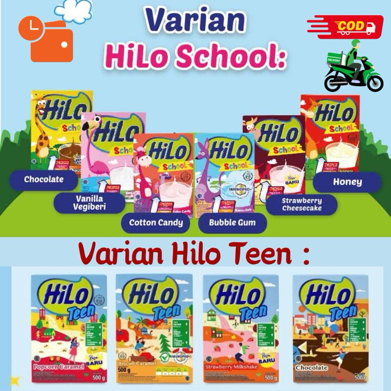 Jual HiLo School & HiLo Teen 500gr Vanilla/Madu Honey/Chocolate exp ...
