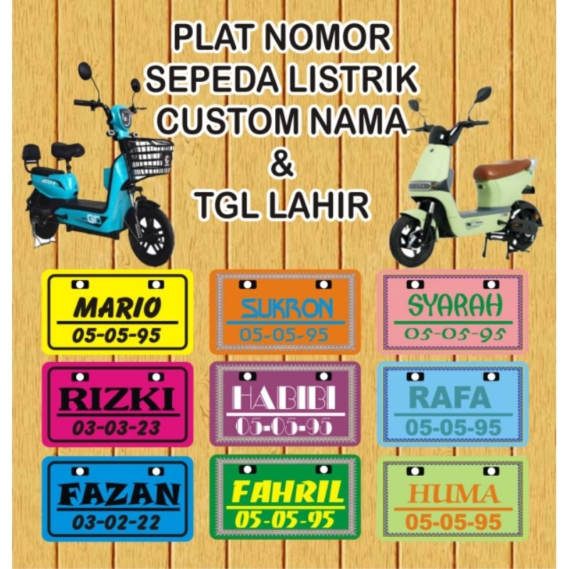 Jual PLAT SEPEDA LISTRIK CUSTOM NAMA DAN TANGGAL LAHIR BAHAN AKRILIK ...