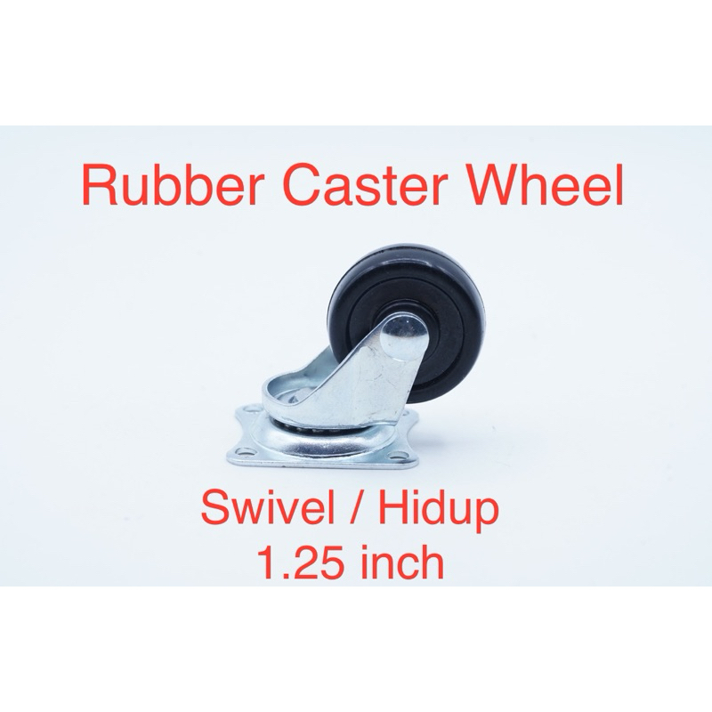 Jual Roda Kastor Karet Caster Wheel 1.25 Inch Hidup Swivel Rubber 1.25 ...