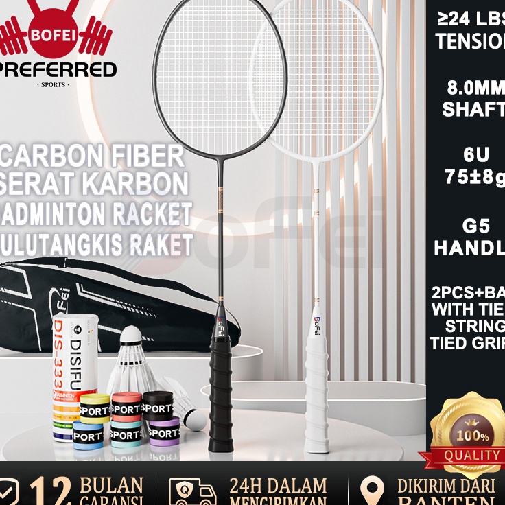 Jual Paket Terbaik BoFeiBadminton Racket Raket Bulu Tangkis Serat ...