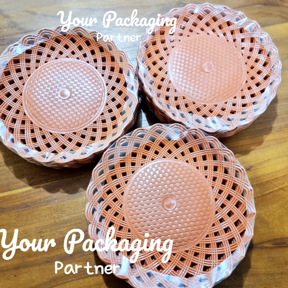 Jual Miliki sekarang isi 12pcs Piring Rotan Plastik Tebal Full Block ...