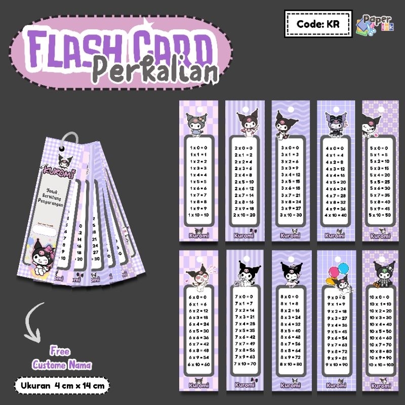 Jual FlashCard Perkalian, Pembagian, Penambahan, Pengurangan Tema ...
