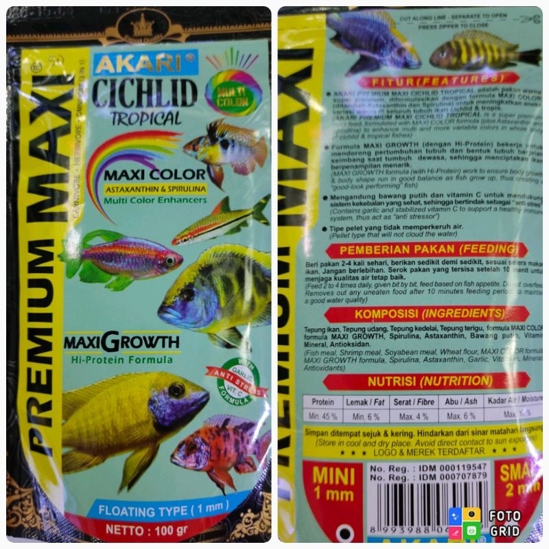 Jual Akari Premium Maxi Cichlid 100Gram. Pelet Akari / Pelet Cichlid / Pelet Ikan | Shopee Indonesia