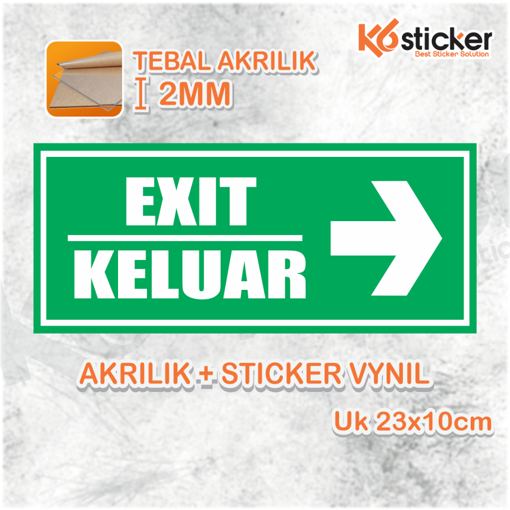 Jual AKRILIK SIGN BOAR EXIT / KELUAR 2MM MODEL PANAH KE KIRI KE KANAN ...