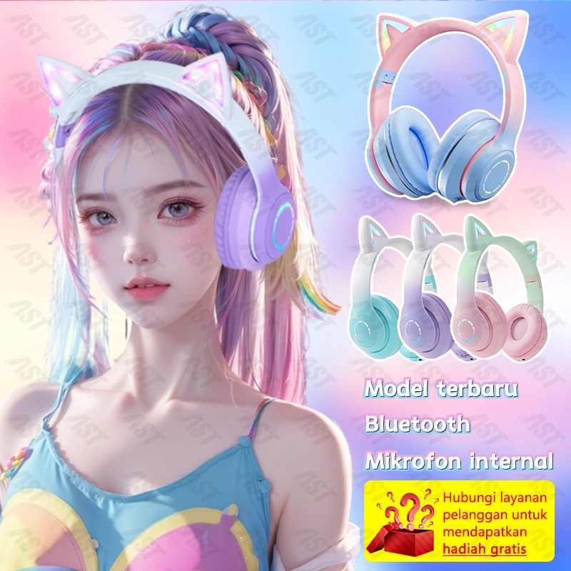 Jual Headset Gaming RGB Headphone Cat Ear Headphone Mic Headphone ...