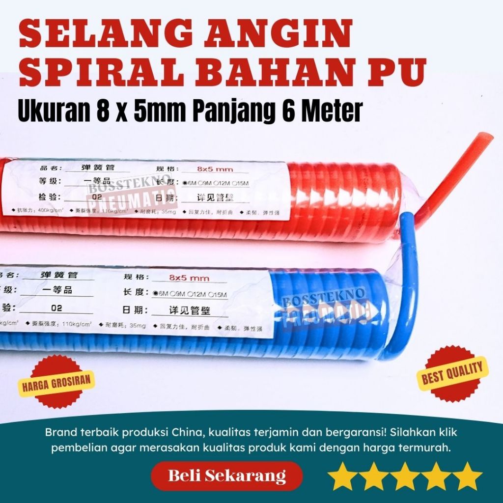 Jual Selang Angin Selang Kompressor Selang Spiraal Bahan PU Elastis ...