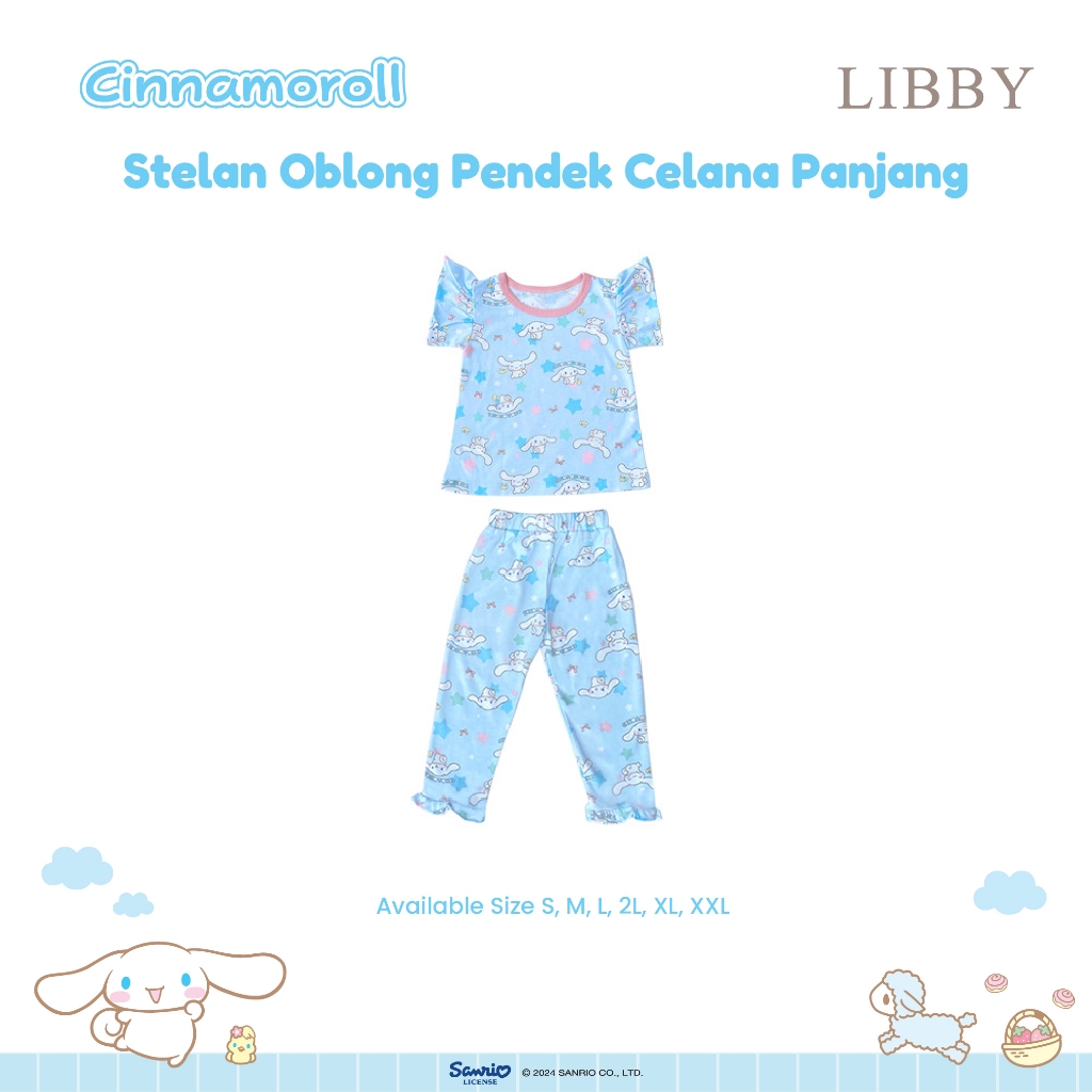 Jual LIBBY SANRIO Setelan Oblong Pendek dan Celana Panjang Ruffle Special Motif Kuromi Hello ...