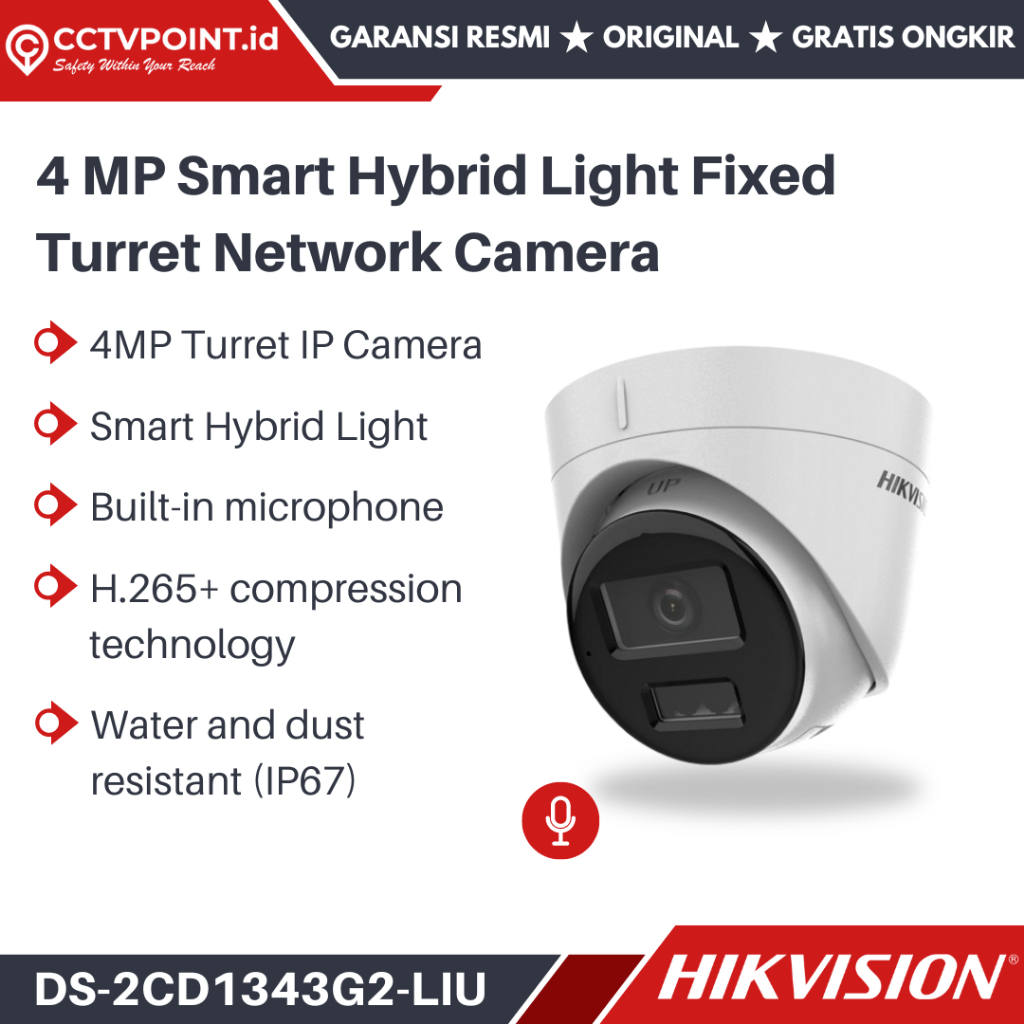 Jual IP CCTV 4MP AUDIO HIKVISION DS-2CD1343G2-LIU KAMERA IP 4MP OUTDOOR ...