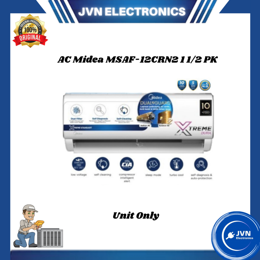 Jual AC Midea MSAF-12CRN2 1 1/2 PK Unit Only | Shopee Indonesia
