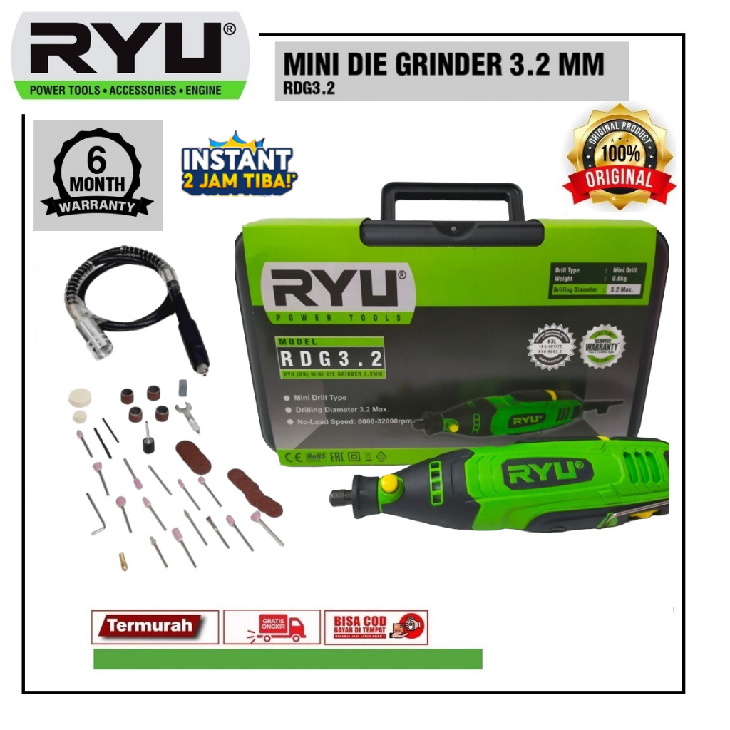Jual RYU MINI GRINDER RDG 3.2 TUNER SET / MESIN GERINDA MINI RYU RDG 3. ...