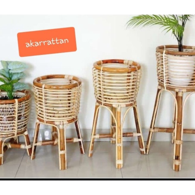 Jual Unggul stading pot bunga rotan keranjang pot tinggi 34 4 55 cm ...