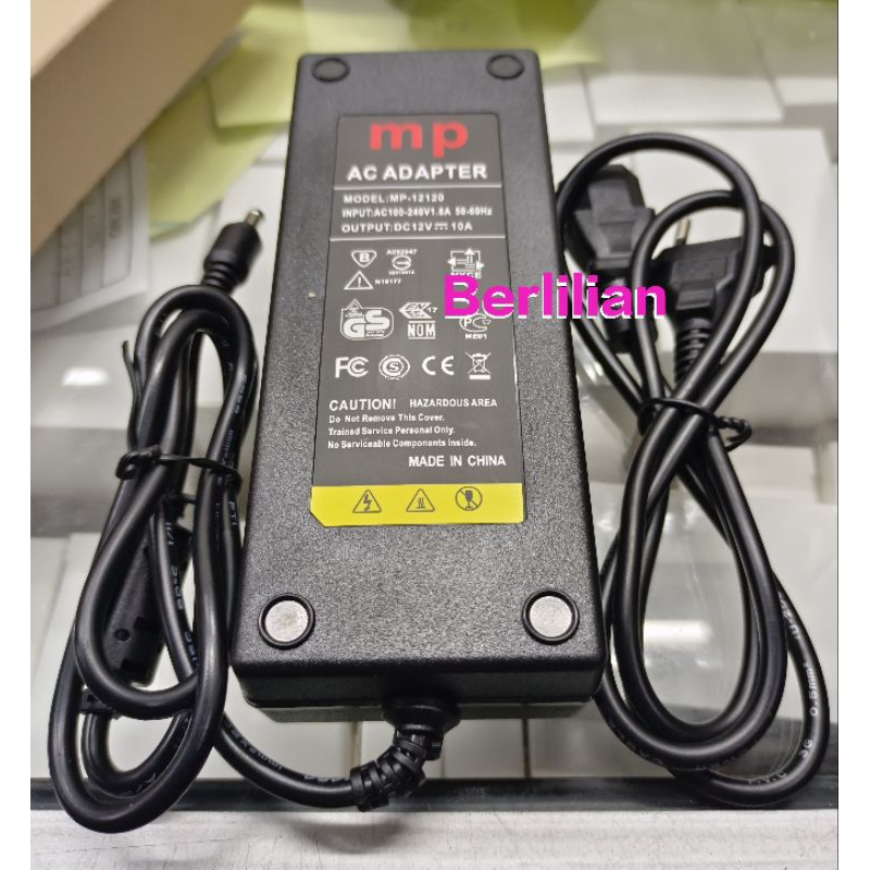 Jual Adaptor DC 12V 10A Model MP-12120 input AC 100-240V Kualitas Bagus ...