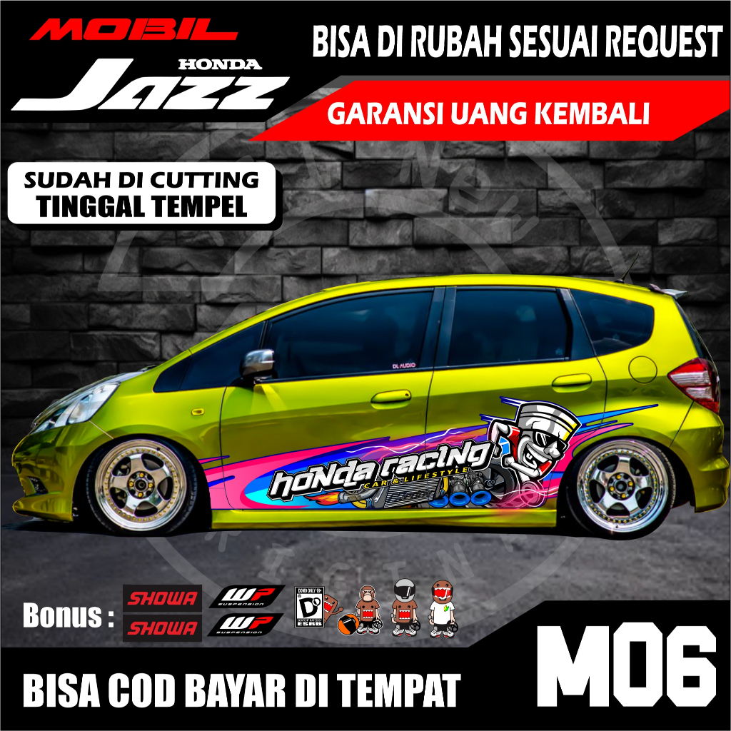 Jual DECAL MOBIL-STICKER MOBIL JAZZ- FREE CUSTOM- STICKER MOBIL 2 SISI ...