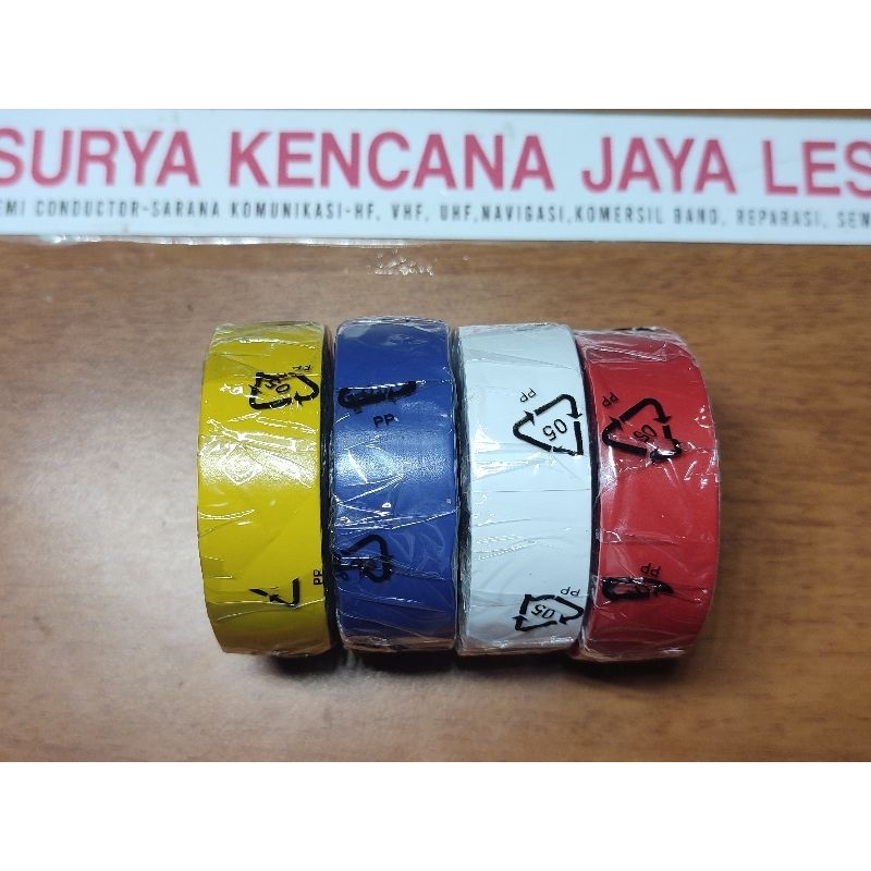 Jual ISOLASI LISTRIK INSULATING TAPE WARNA WARNI MERAH PUTIH BIRU ...