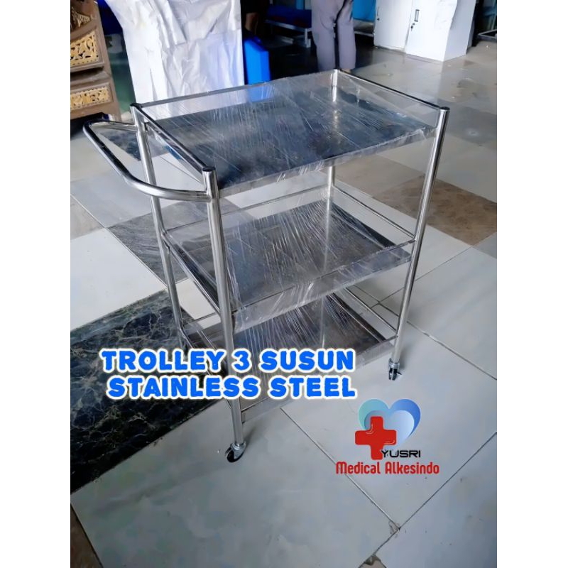 Jual Meja Trolley 3 Susun | Troli Instrumen Stainless 3 Rak | Shopee ...
