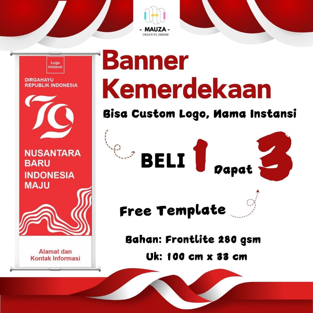 Jual Beli 1 Dapat 3 Banner HUT RI Kemerdekaan Indonesia Free Template ...