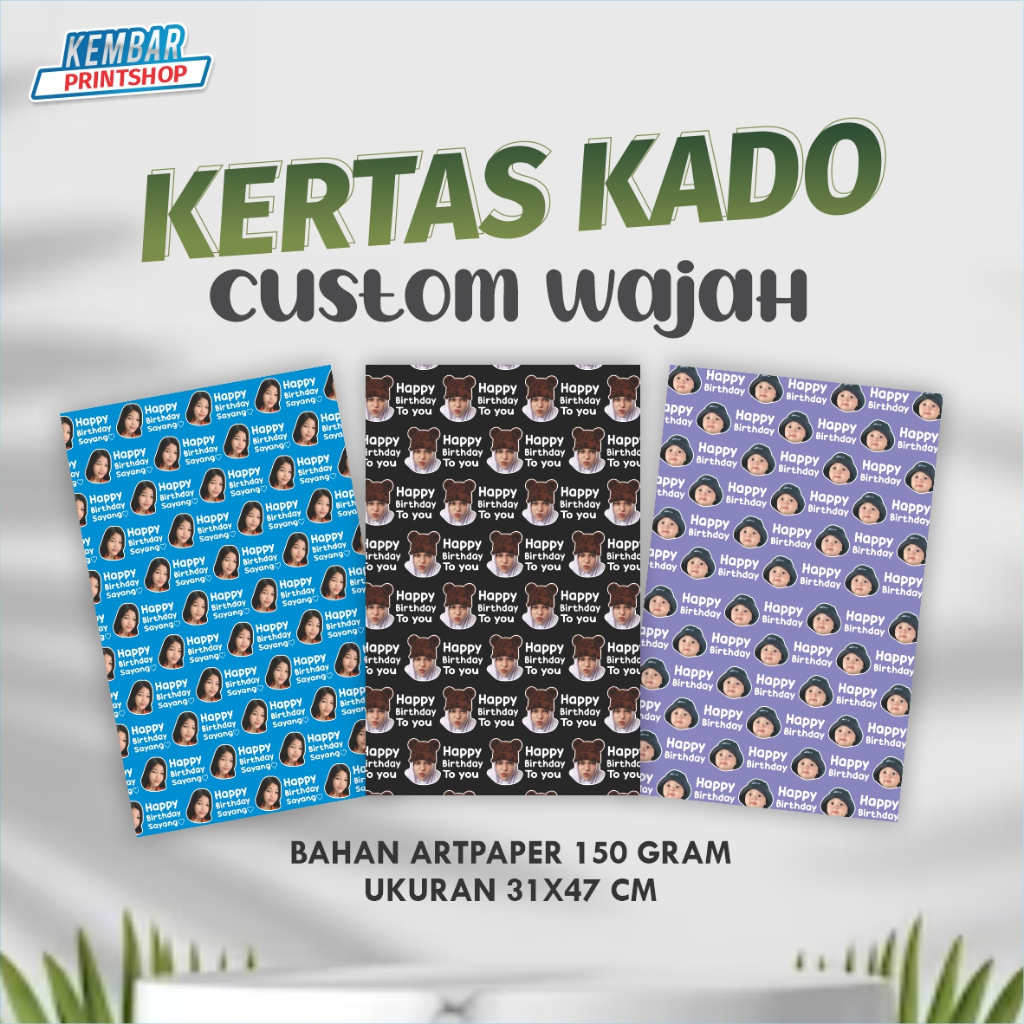 Jual KERTAS KADO CUSTOM WAJAH MUKA | PEMBUNGKUS KADO | BUNGKUS KADO ...