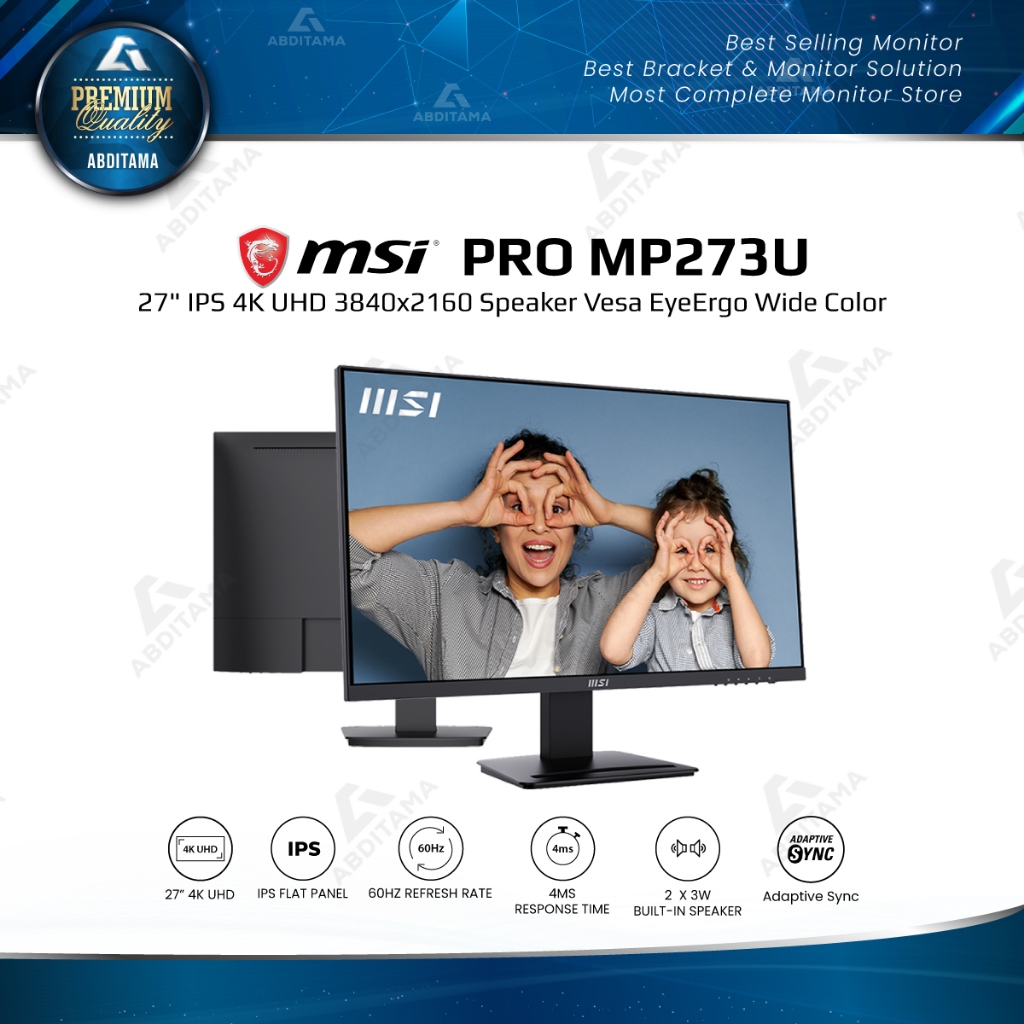 Jual Monitor LED MSI Pro MP273U 27" IPS 4K UHD 3840x2160 HDMI x2 DP x1 ...