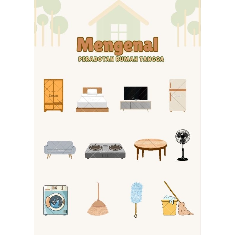 Jual Poster edukasi anak 2 tahun (mengenal perabotan rumah tangga ...