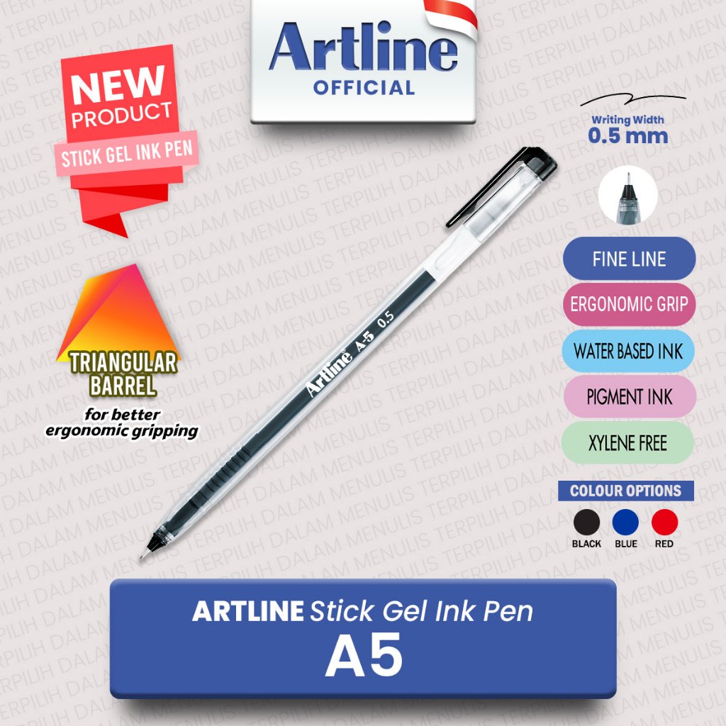 Jual ARTLINE Stick Gel Ink Pulpen 0.5 mm A5 Ballpoint Segitiga / Bolpen ...