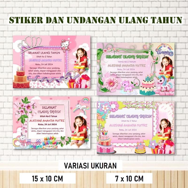 Jual Stiker Ulang Tahun/ Undangan Ultah Anak / Stiker dan Undangan ...