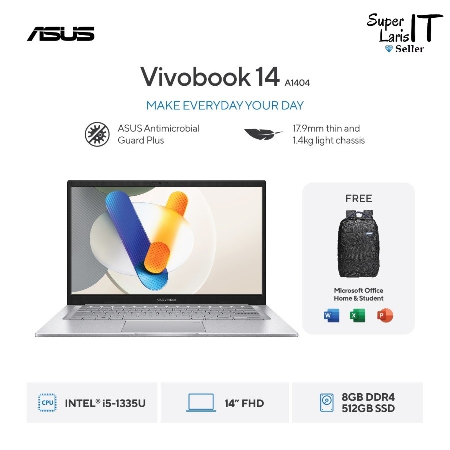 Jual Asus Vivobook 14 A1404VA-VIPS552 core i5-1335U ram 8GB ssd 512GB ...