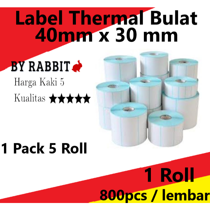 Jual LABEL THERMAL 40 X 30 KERTAS STICKER BARCODE 40x30 mm Isi 800 Pcs | Shopee Indonesia