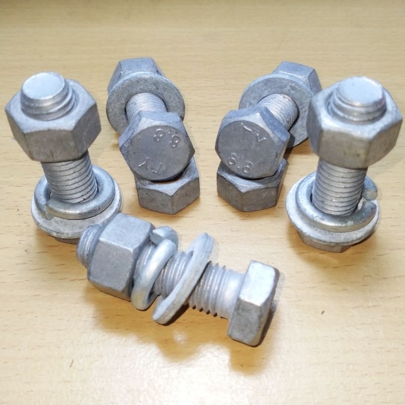 Jual /set baut mur m12x 40mm pitch 1,75 ,kunci 18 galvanis hotdeep baja 8.8 hdg | Shopee Indonesia