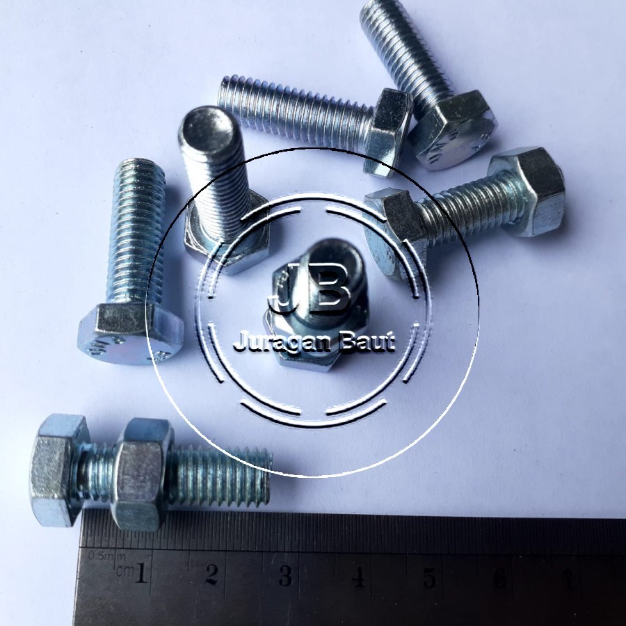 Jual BAUT MUR PUTIH M8 X 25 PANJANG 2,5CM 2,5 CM BMP M8X25 M8X25 PUTIH BMP M8 X 25 KUNCI 13 ...