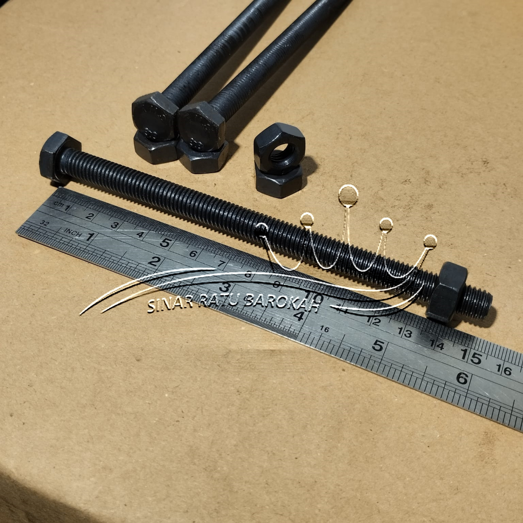 Jual BAUT MUR BAJA M10X150 FULL DRAT PANJANG 15CM KUNCI 17 15 CM BAUD HTB GRADE 8.8 HITAM M10 X ...