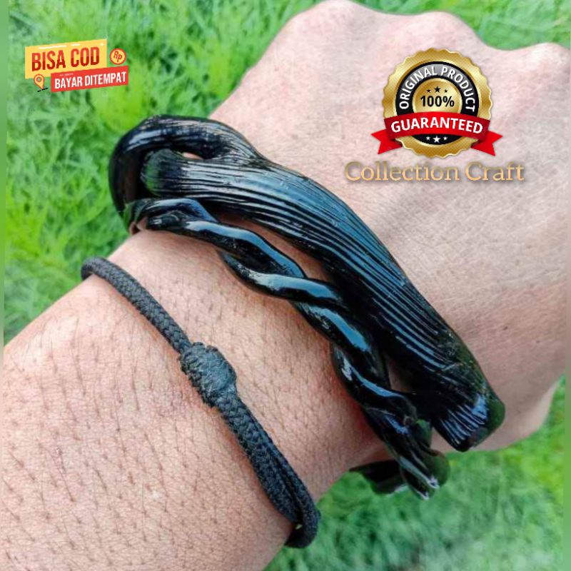 Jual Gelang akar bahar hitam asli bentuk kepang/plintir 100% bahar ...