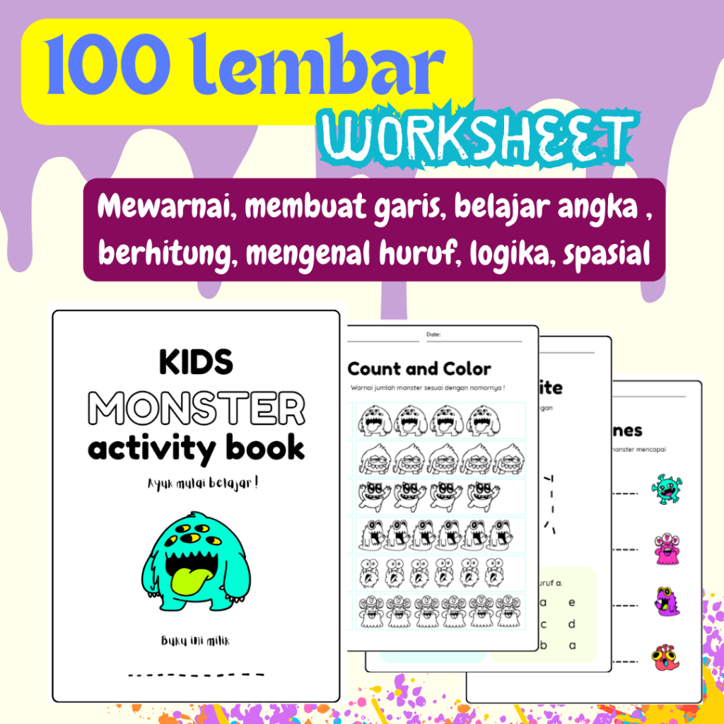 Jual Worksheet Printable Kegiatan Anak Usia 2 3 4 5 6 Tahun TK PAUD ...