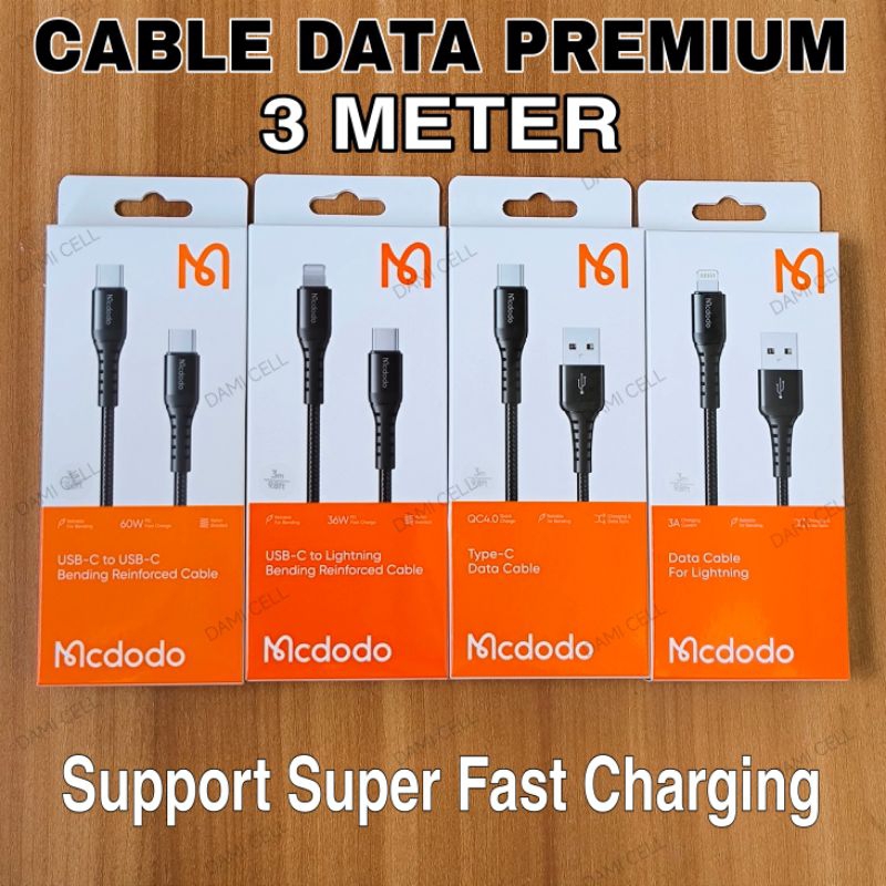 Jual Kabel Data 3 Meter Cable Fast Charging Panjang 3M USB Type C, C to ...