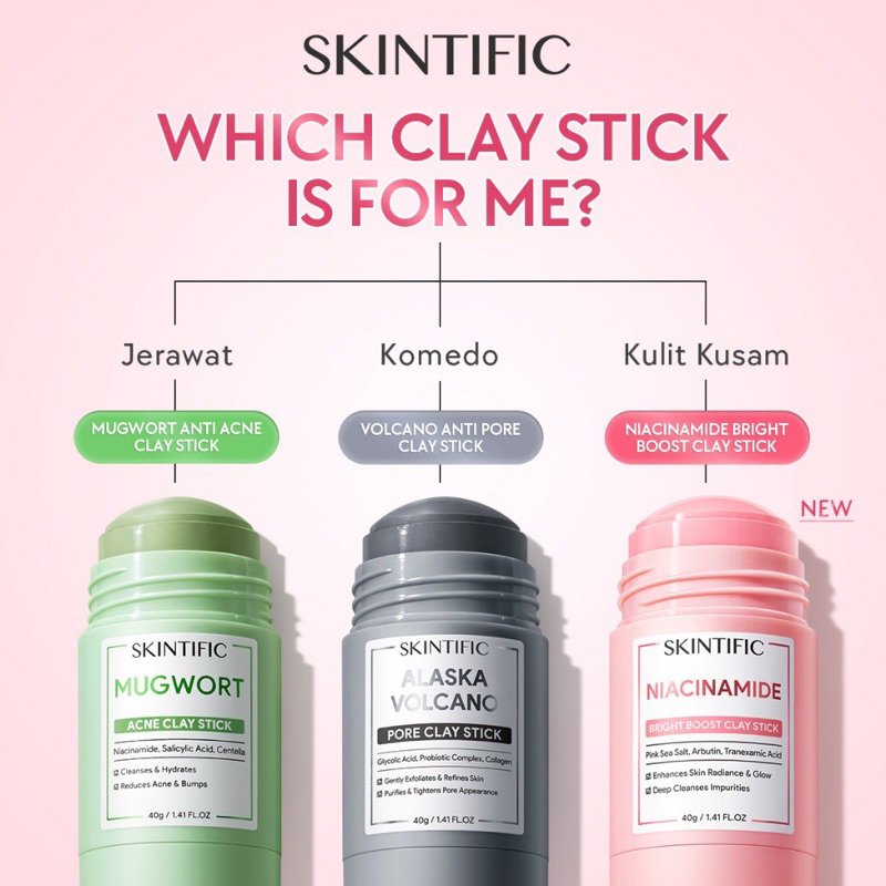 Jual SKINTIFIC Niacinamide Bright Boost Clay Stick | Shopee Indonesia