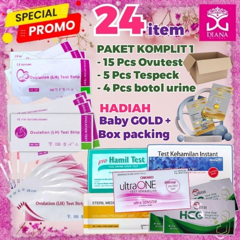 Jual KOMPLIT1 - 24item Tes ovulasi Ovutest Ungu Pink Tes kehamilan Get ...