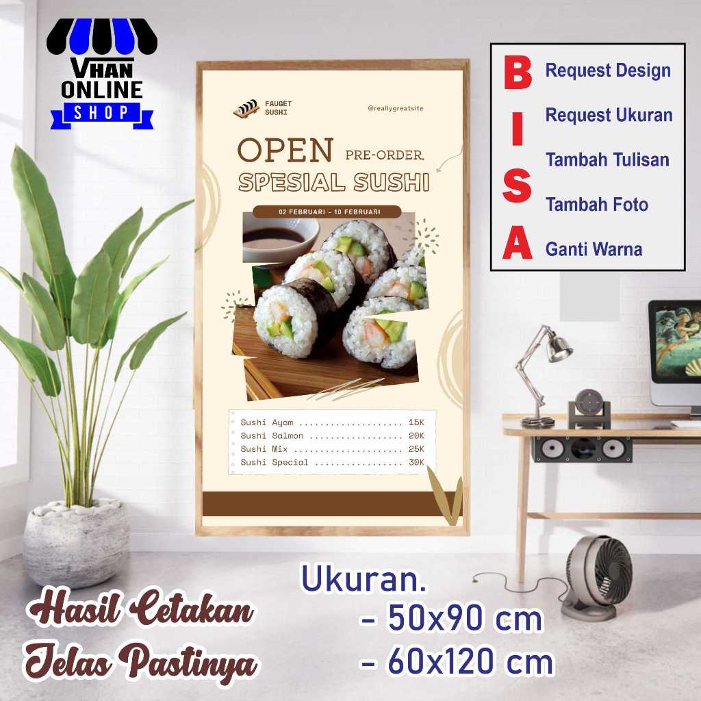 Jual Design Menarik Spanduk Banner Sushi, Jajanan jepang | Shopee Indonesia