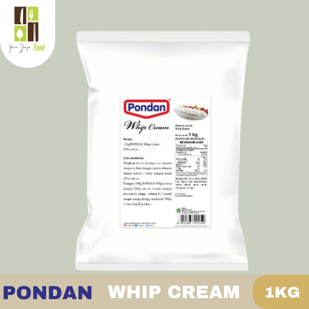 Jual Pondan Whip Cream Bubuk / Premix Bubuk Instan Krim Kue 1KG ...
